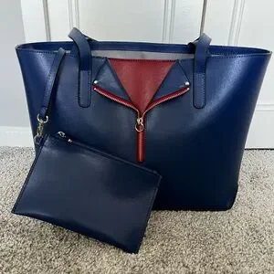 Jack Georges | Bags | Jack Georges Blue Leather Tote Bag | Poshmark